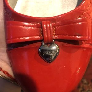 Coach | Shoes | Coach Red Flats With Silver Heart Hardware 85 | Poshmark